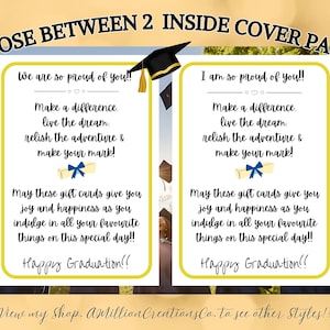 Printable Graduation Gift Card Book (digital Download) - Etsy