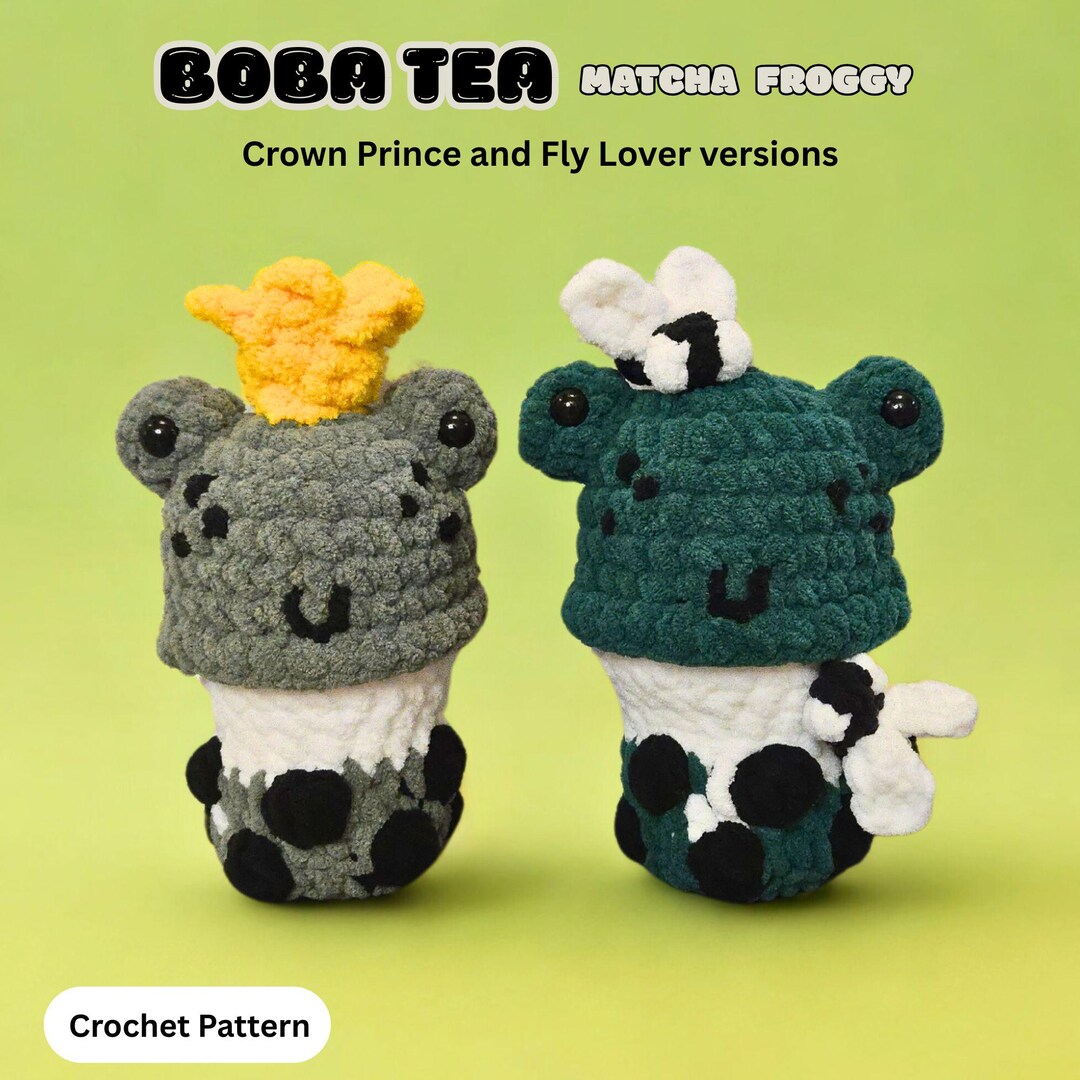 Boba Tea Matcha Froggy Crochet Pattern- Amigurumi PDF, Food Plushie ...