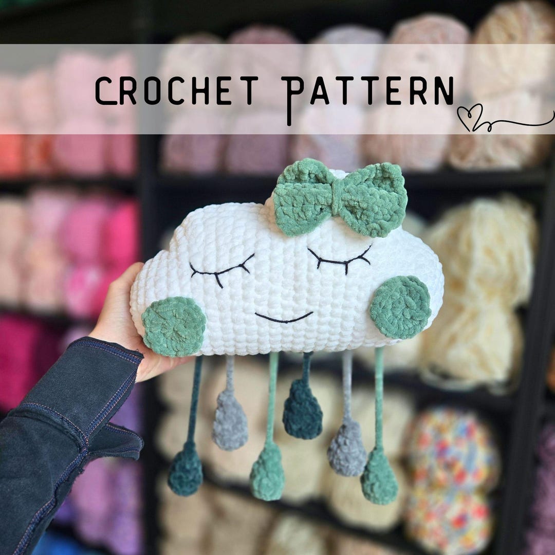 Sleepy Rain Cloud Crochet Pattern: Easy Amigurumi Home Decor (PDF ...