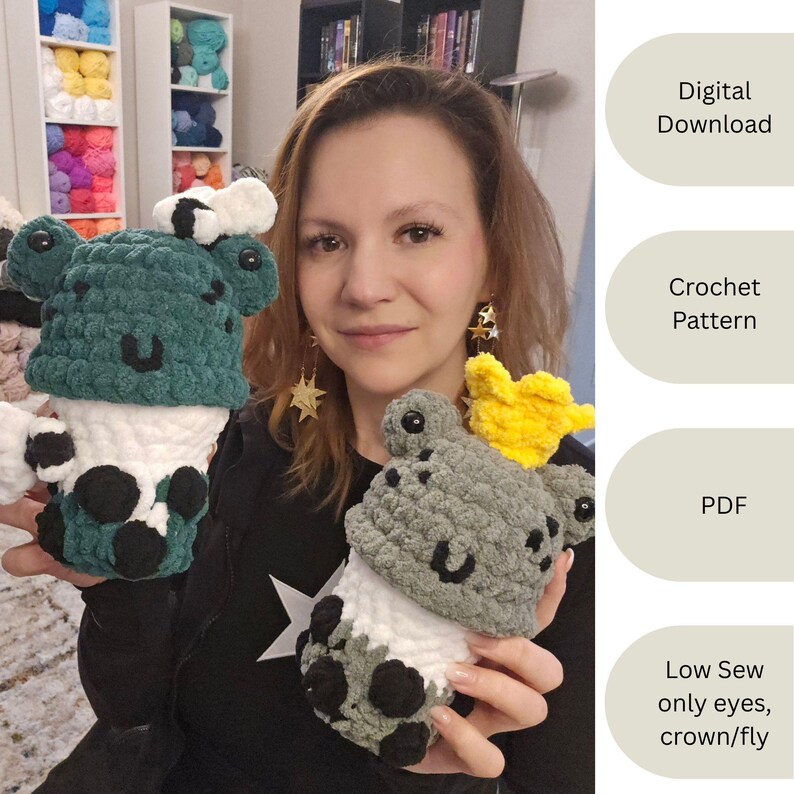 Low Sew Boba Tea Frog Crochet Pattern- Easy Amigurumi, Cute Plushie ...