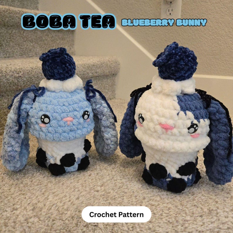 Boba Tea Blueberry Bunny Crochet Pattern- Amigurumi PDF, Food Plushie ...