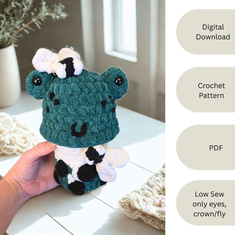 Boba Tea Matcha Froggy Crochet Pattern- Amigurumi PDF, Food Plushie ...