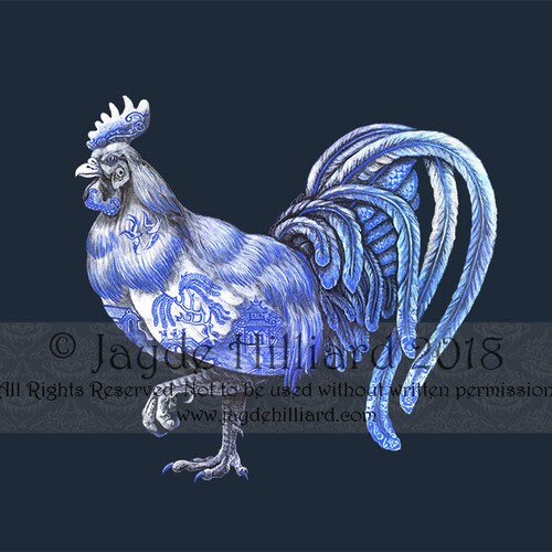 Choose Your Color Blue or Red Willow Hen and Chicks Art - Etsy