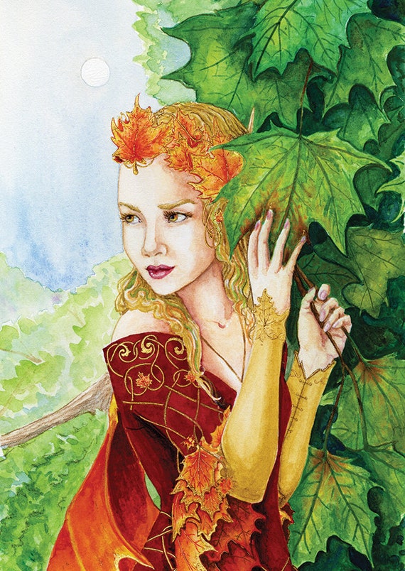 Seelie Maple Fairy Autumn Fae Queen Fantasy Illustration | Etsy