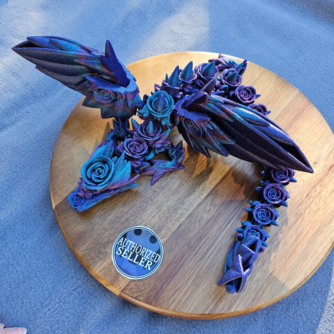 3D Printed Baby Winged Rose Dragon Cute Hand Painted Ready to - Etsy
