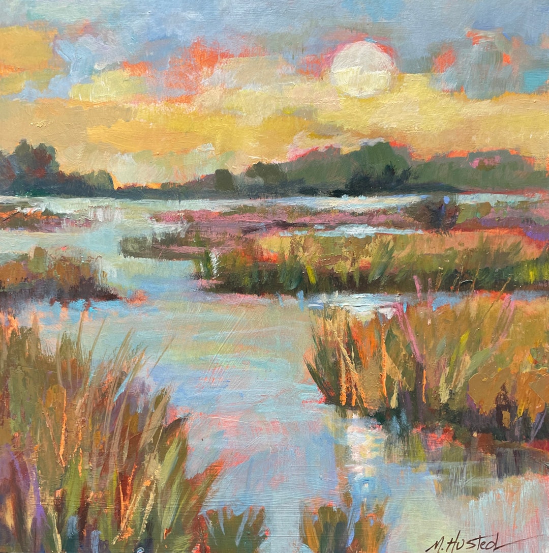 Original Landscape Summer Marsh Painting Acrylic - Etsy