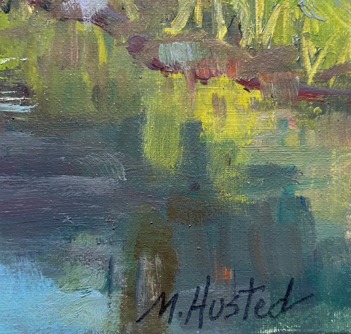 Original Impressionist Oil Lake Artwork, Summer Lake Plein Air Painting ...