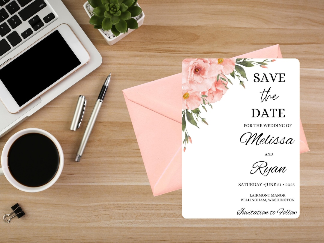 Floral Save the Date, Minimalist Save the Date, Simple Save the Date ...