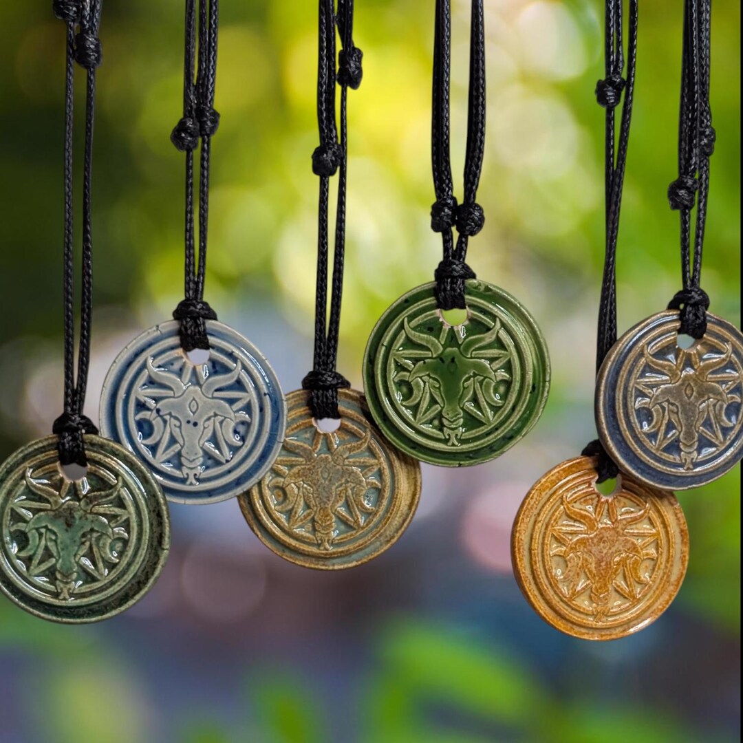 Baphomet Pentagram Crescent Moon Gothic Ceramic Wax Seal Pendant Hippie ...