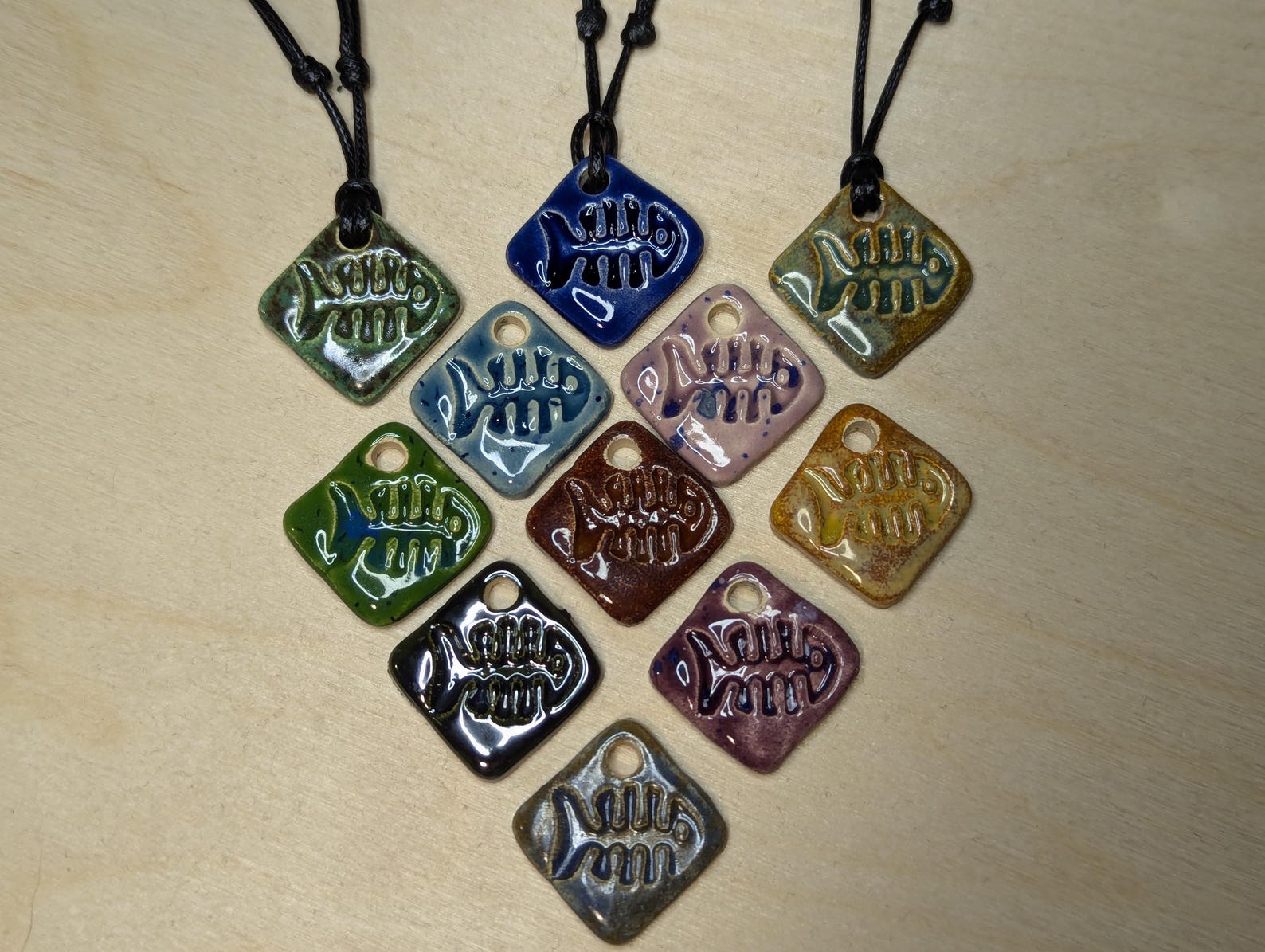 Fish Skeleton Bones Sardine Ceramic Handmade Pendant Y2K Style Boho ...