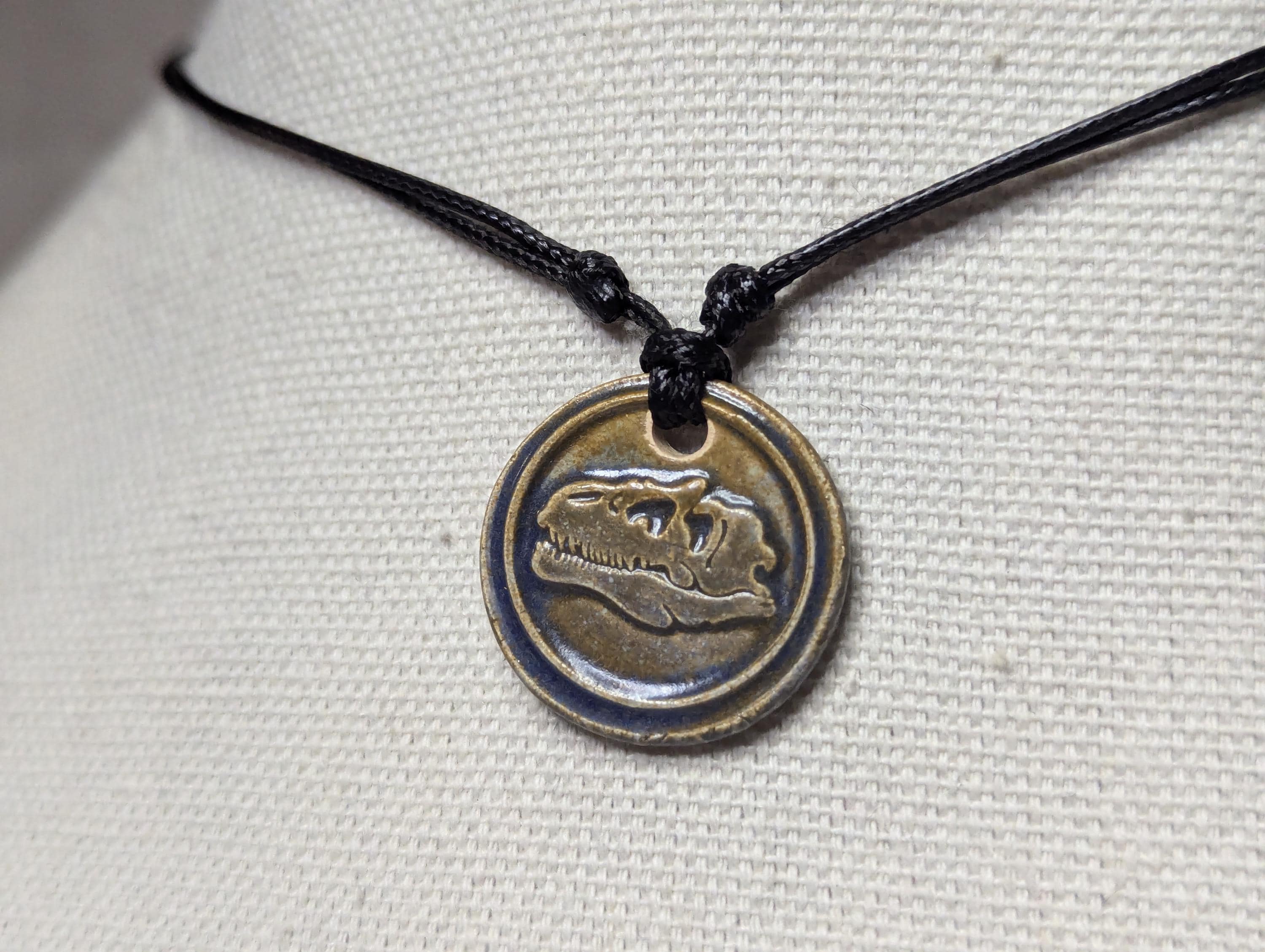 T Rex Dinosaur Fossil Paleontology Ceramic Wax Seal Pendant Hippie Boho ...