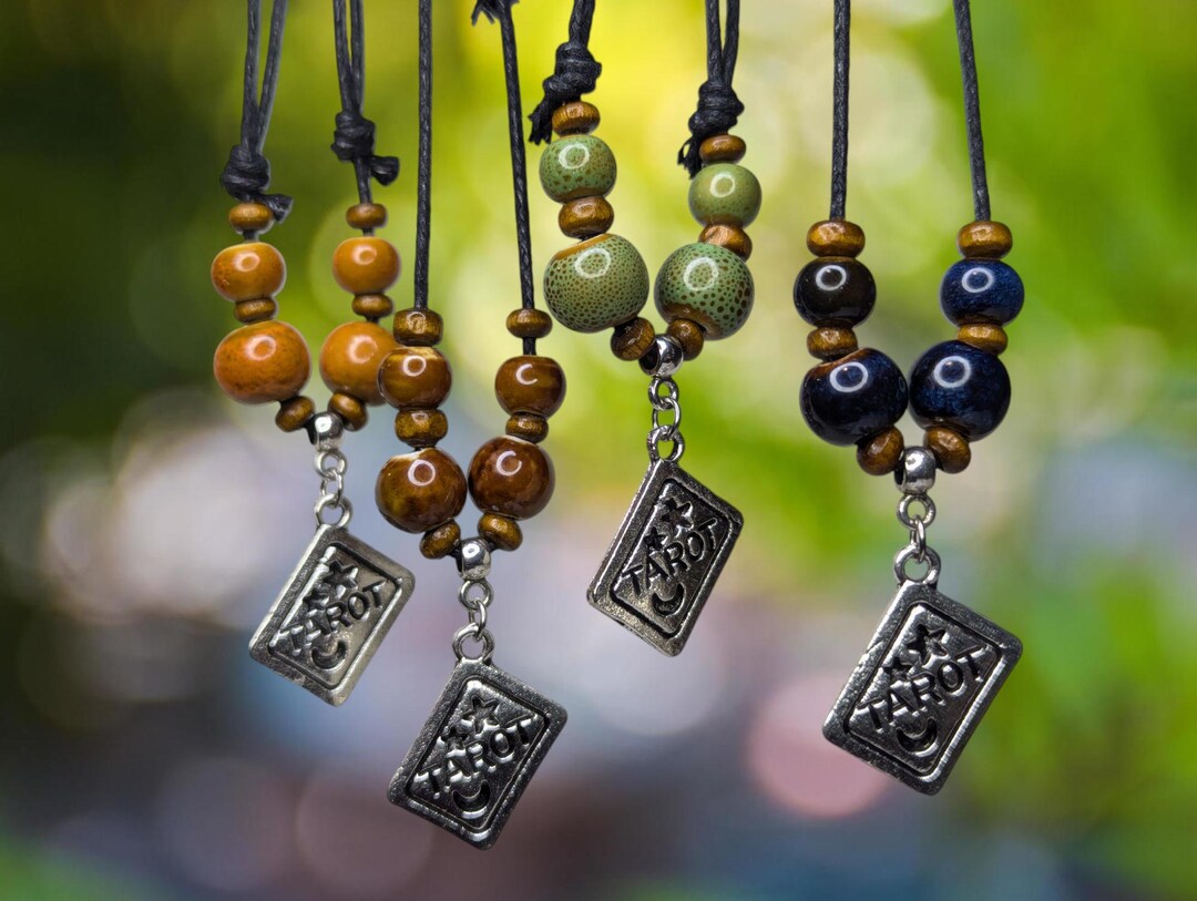 Tarot Anhänger Silber Perlen Keramik Boho Gothic wunderlich Whimsigoth ...