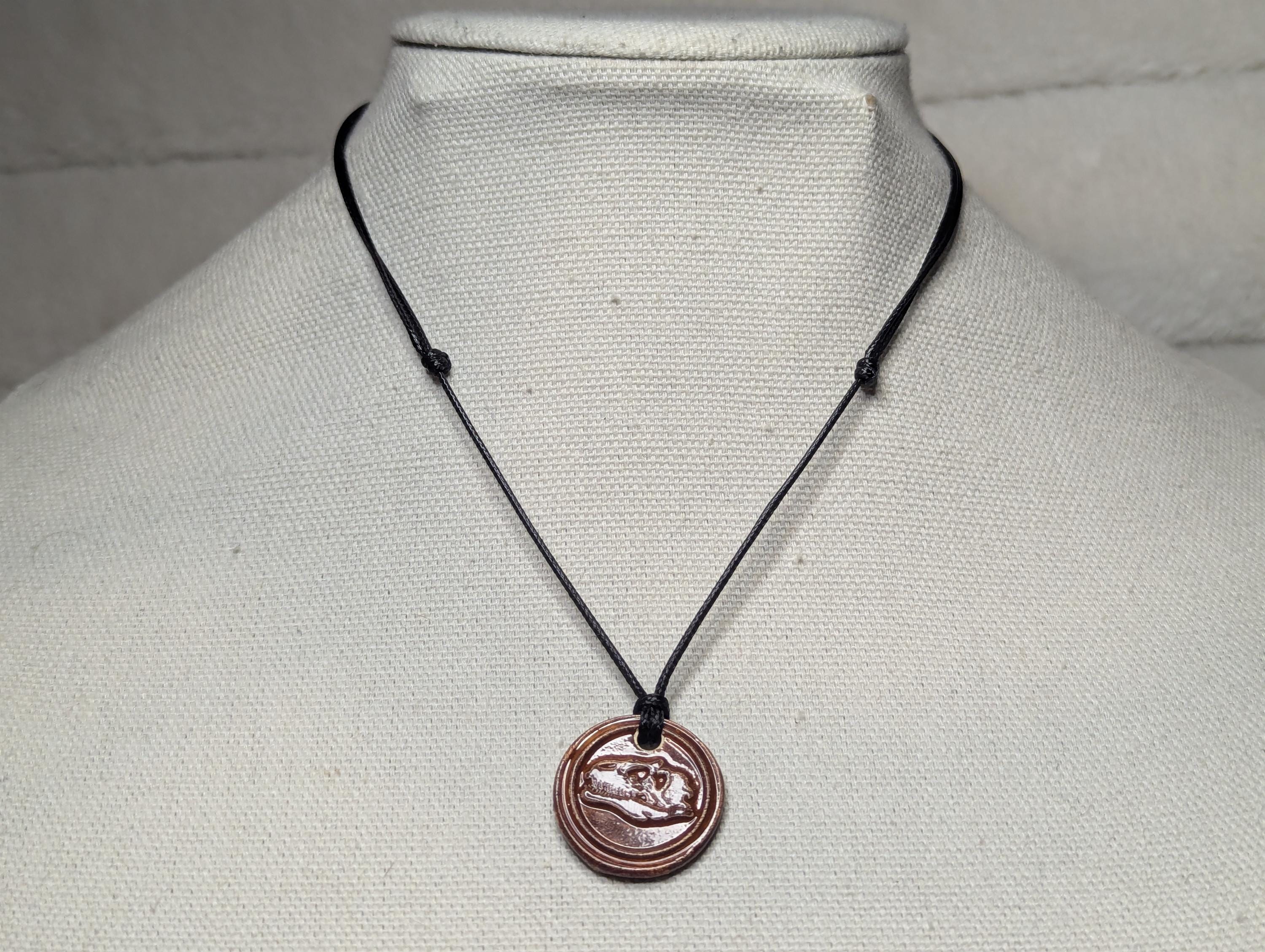 T Rex Dinosaur Fossil Paleontology Ceramic Wax Seal Pendant Hippie Boho ...