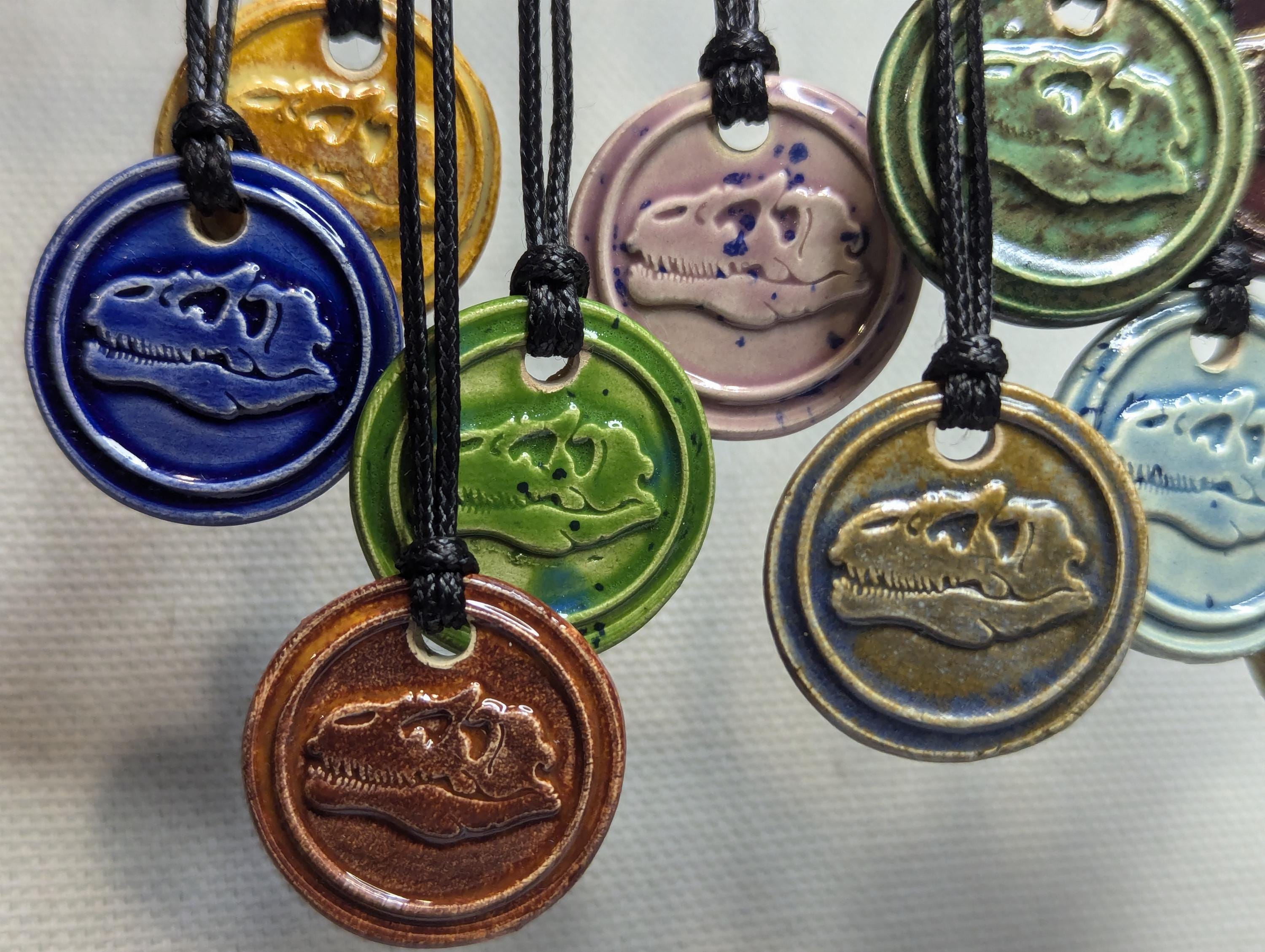 T Rex Dinosaur Fossil Paleontology Ceramic Wax Seal Pendant Hippie Boho ...
