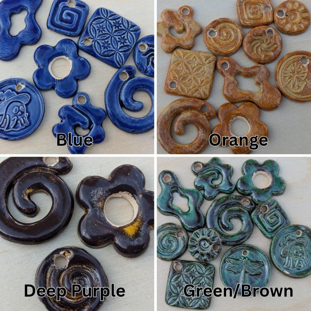 Fish Skeleton Bones Sardine Ceramic Handmade Pendant Y2K Style Boho ...