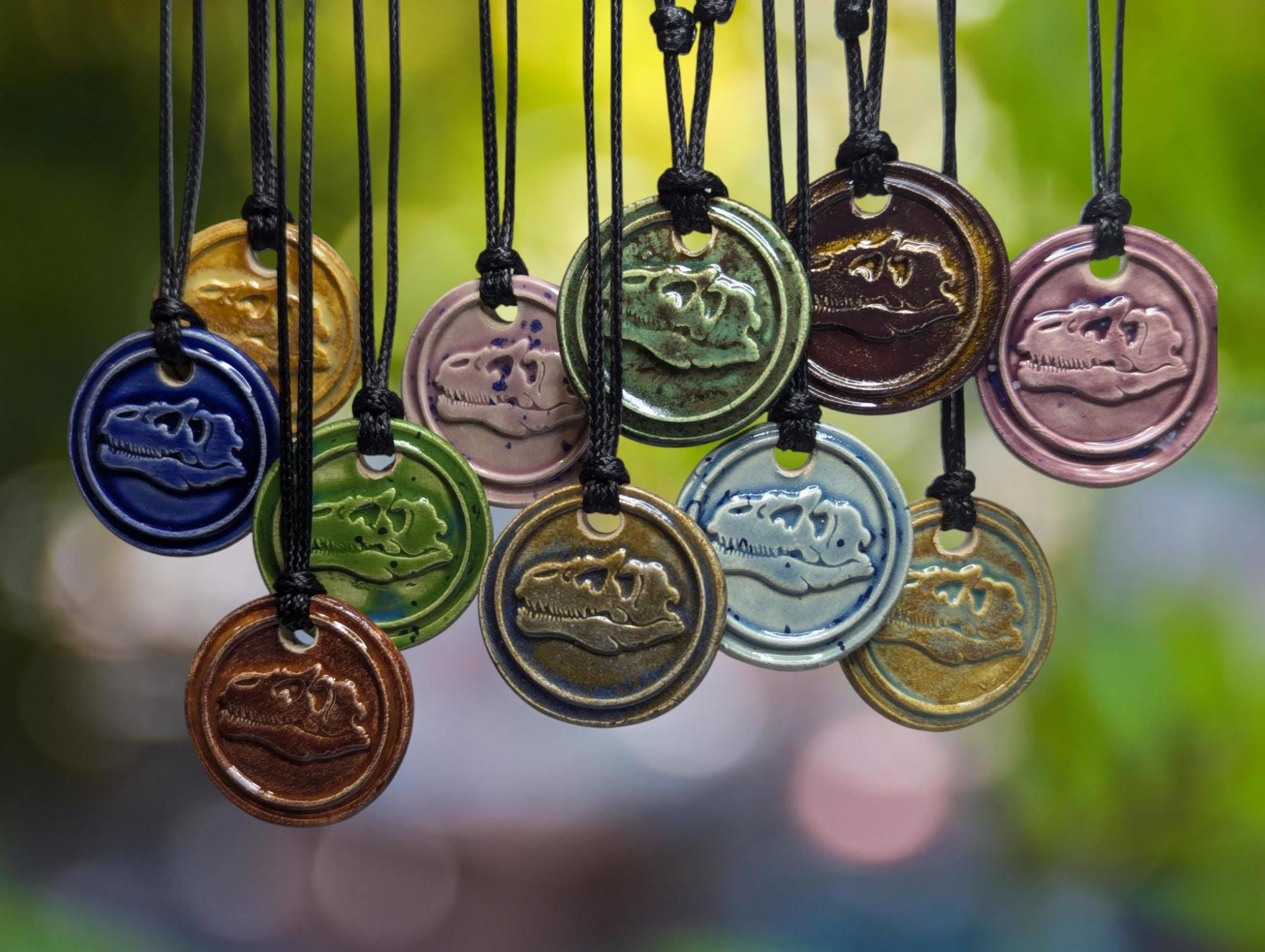 T Rex Dinosaur Fossil Paleontology Ceramic Wax Seal Pendant Hippie Boho ...
