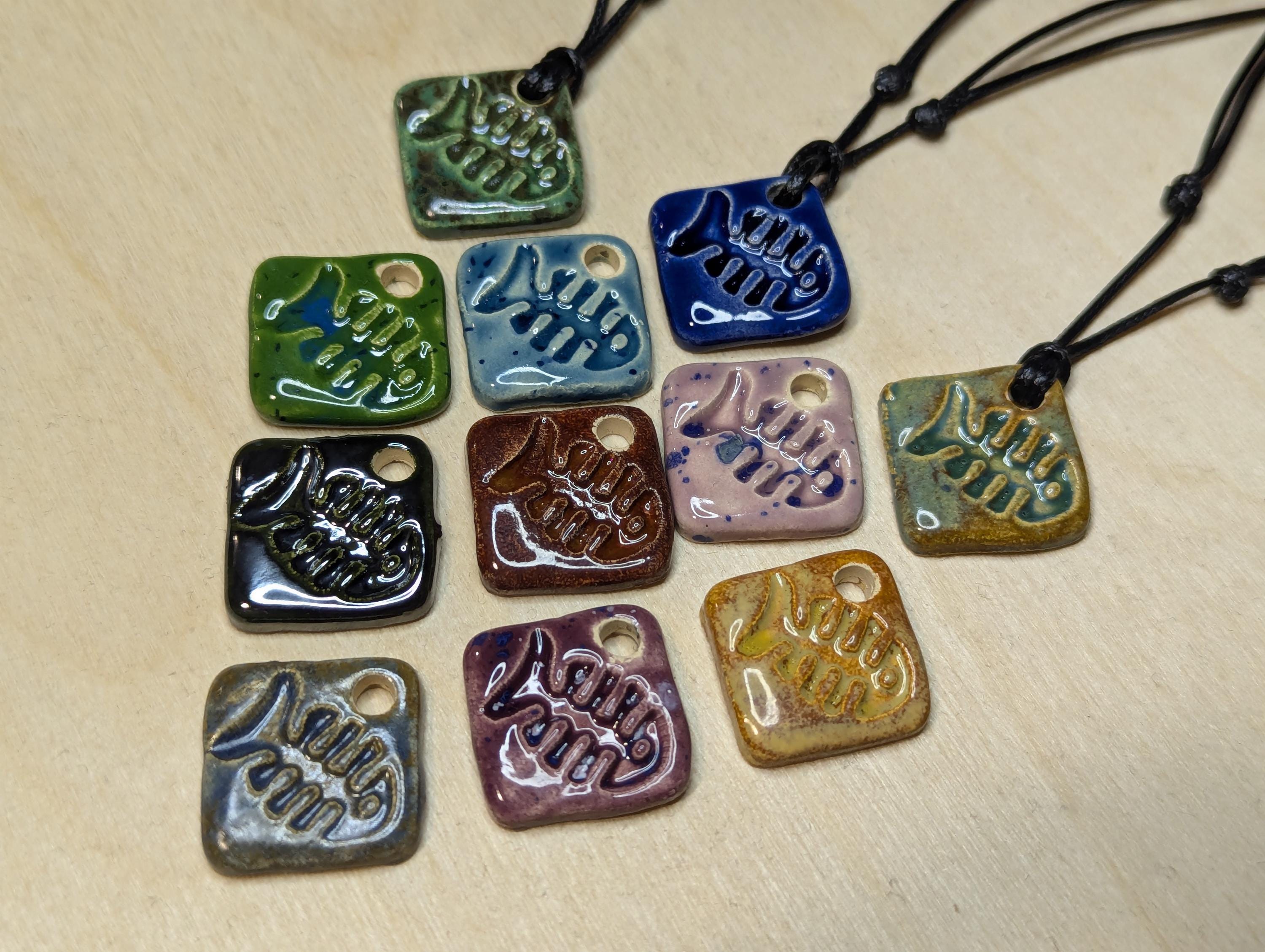 Fish Skeleton Bones Sardine Ceramic Handmade Pendant Y2K Style Boho ...