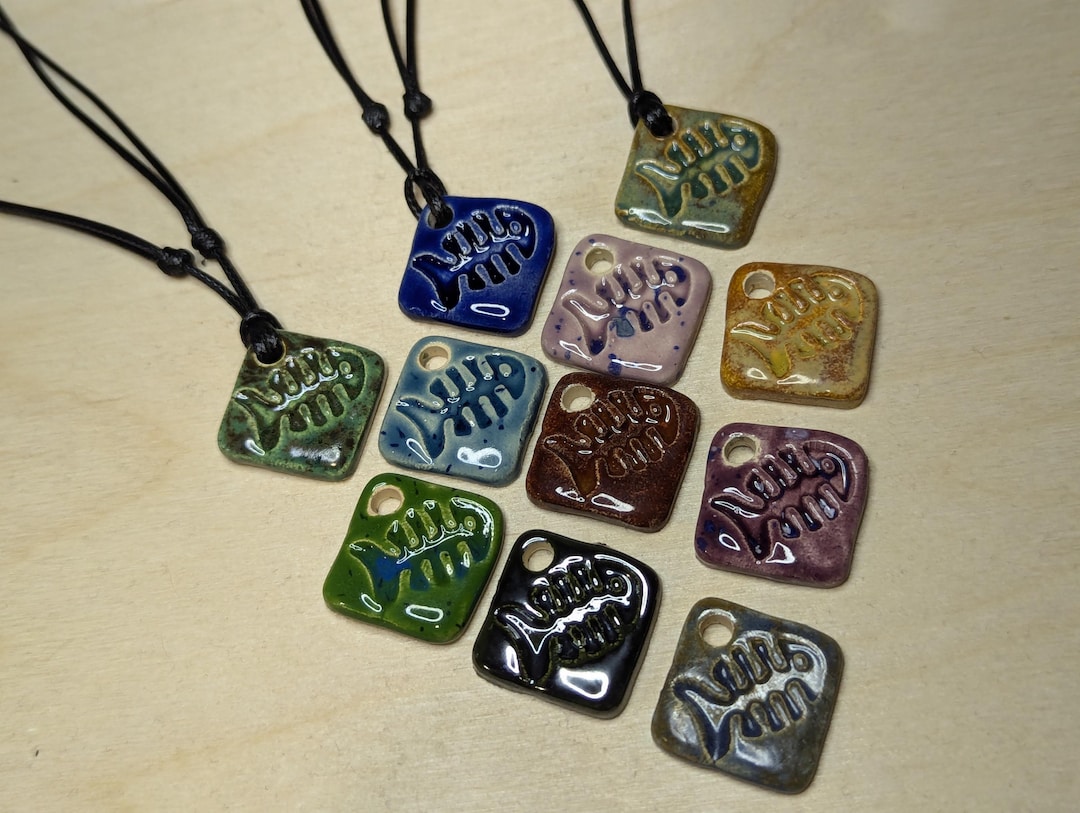 Fish Skeleton Bones Sardine Ceramic Handmade Pendant Y2K Style Boho ...