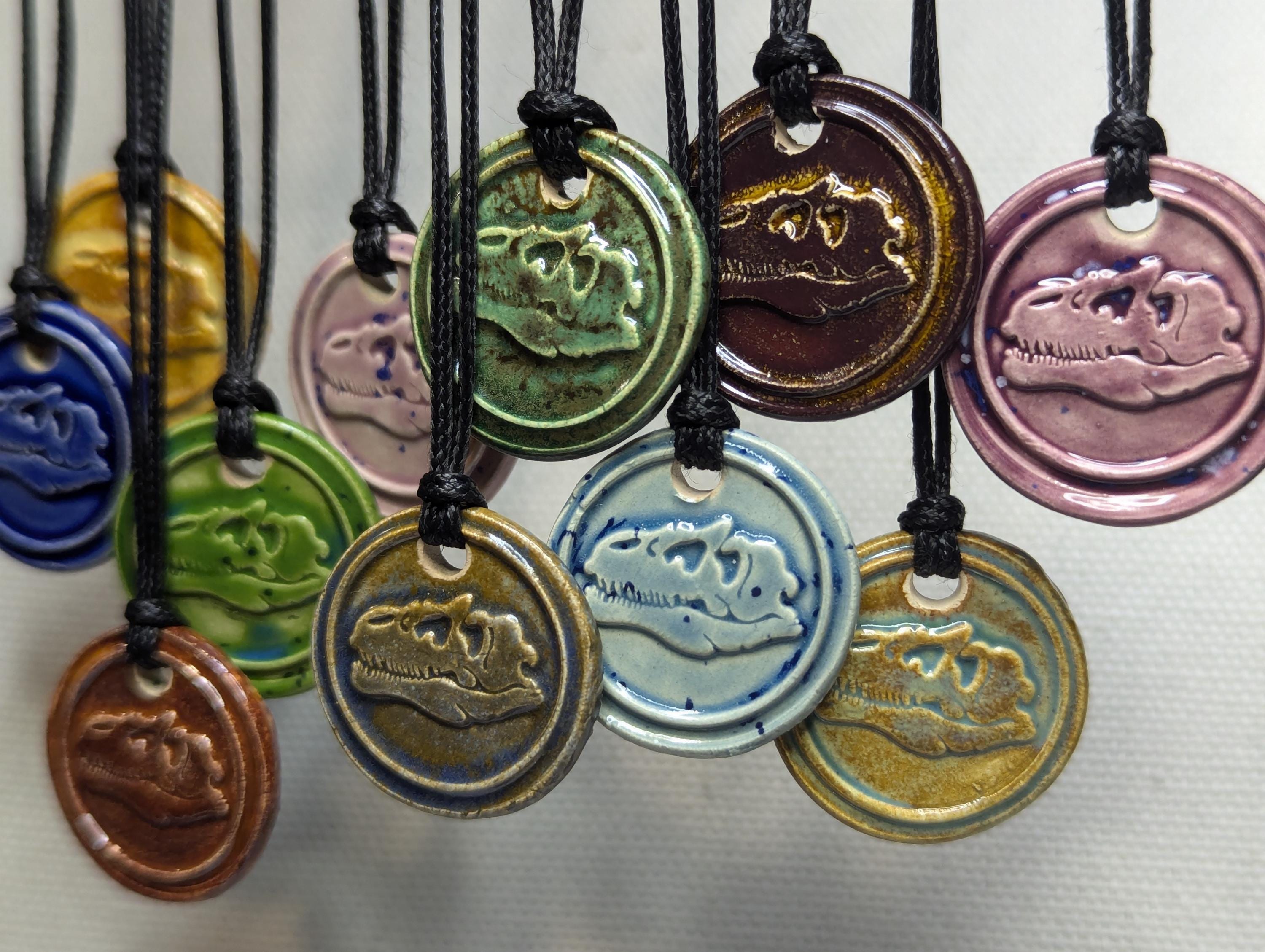T Rex Dinosaur Fossil Paleontology Ceramic Wax Seal Pendant Hippie Boho ...