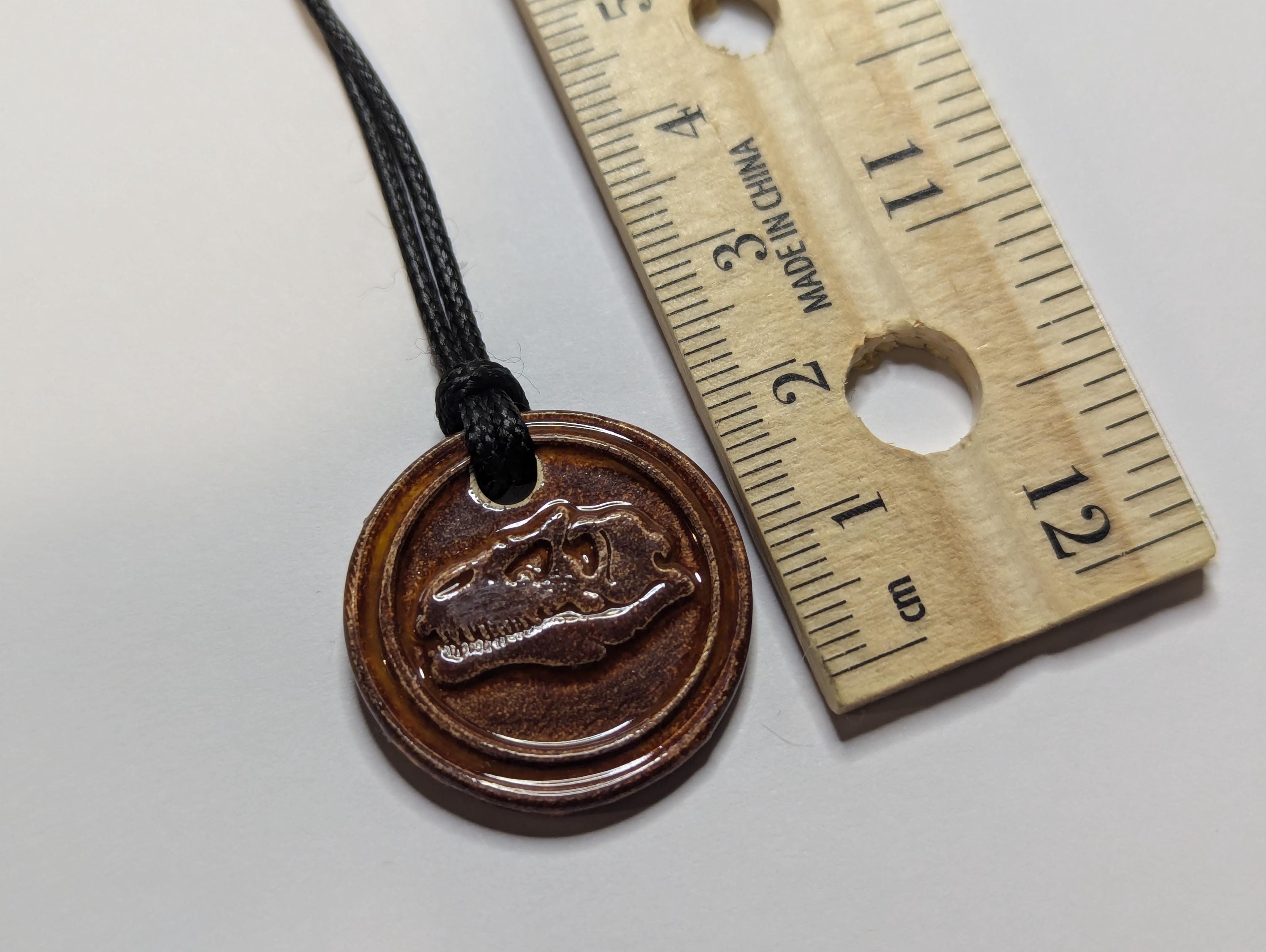 T Rex Dinosaur Fossil Paleontology Ceramic Wax Seal Pendant Hippie Boho ...