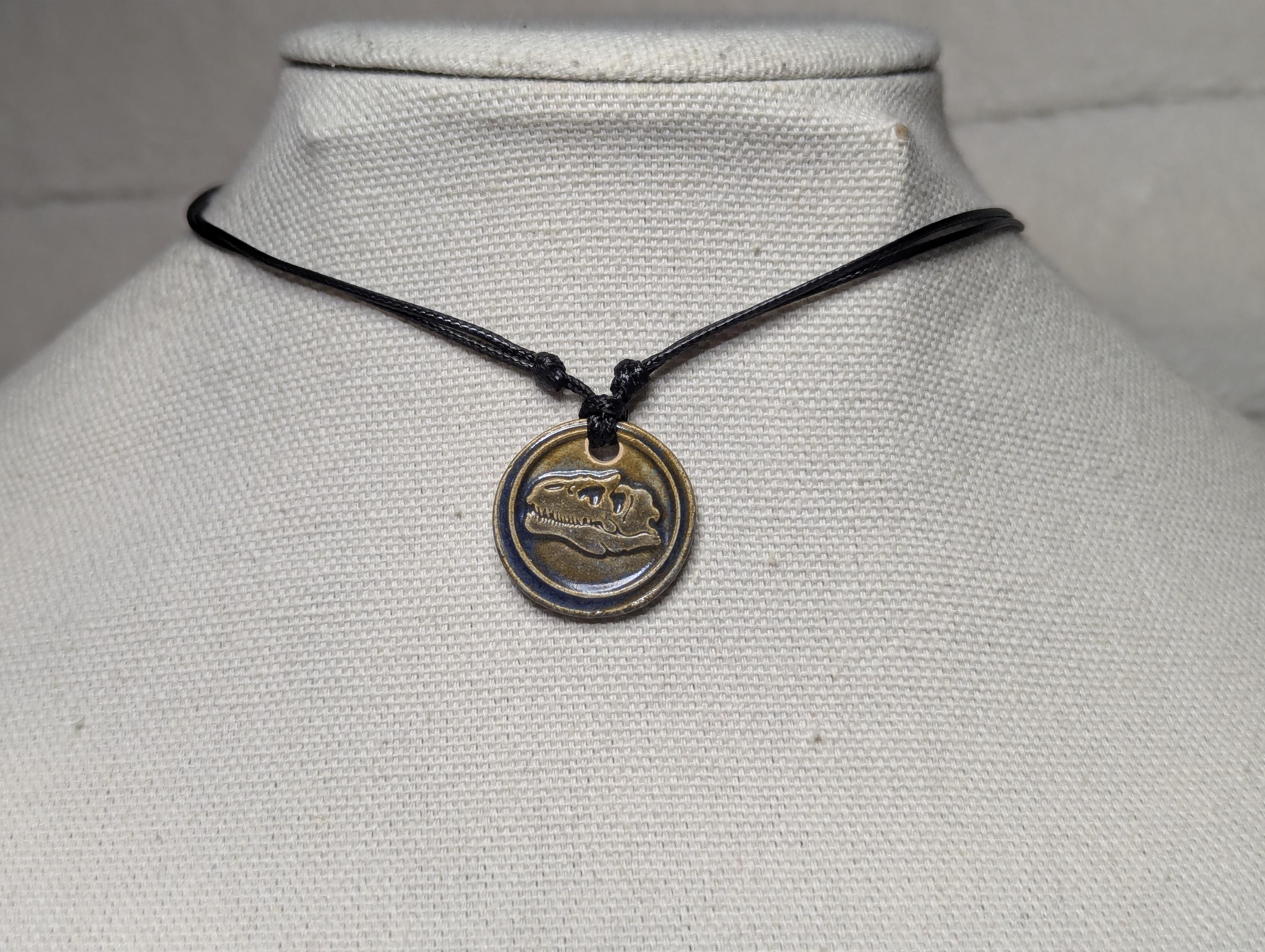 T Rex Dinosaur Fossil Paleontology Ceramic Wax Seal Pendant Hippie Boho ...