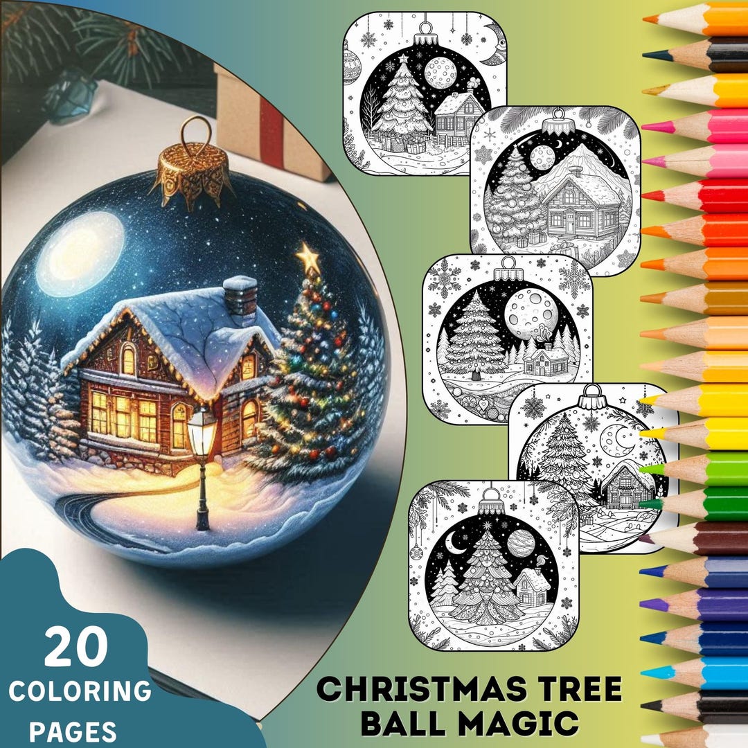 20 Printable Christmas Bauble Cclouring Sheets, Christmas Holiday Book ...