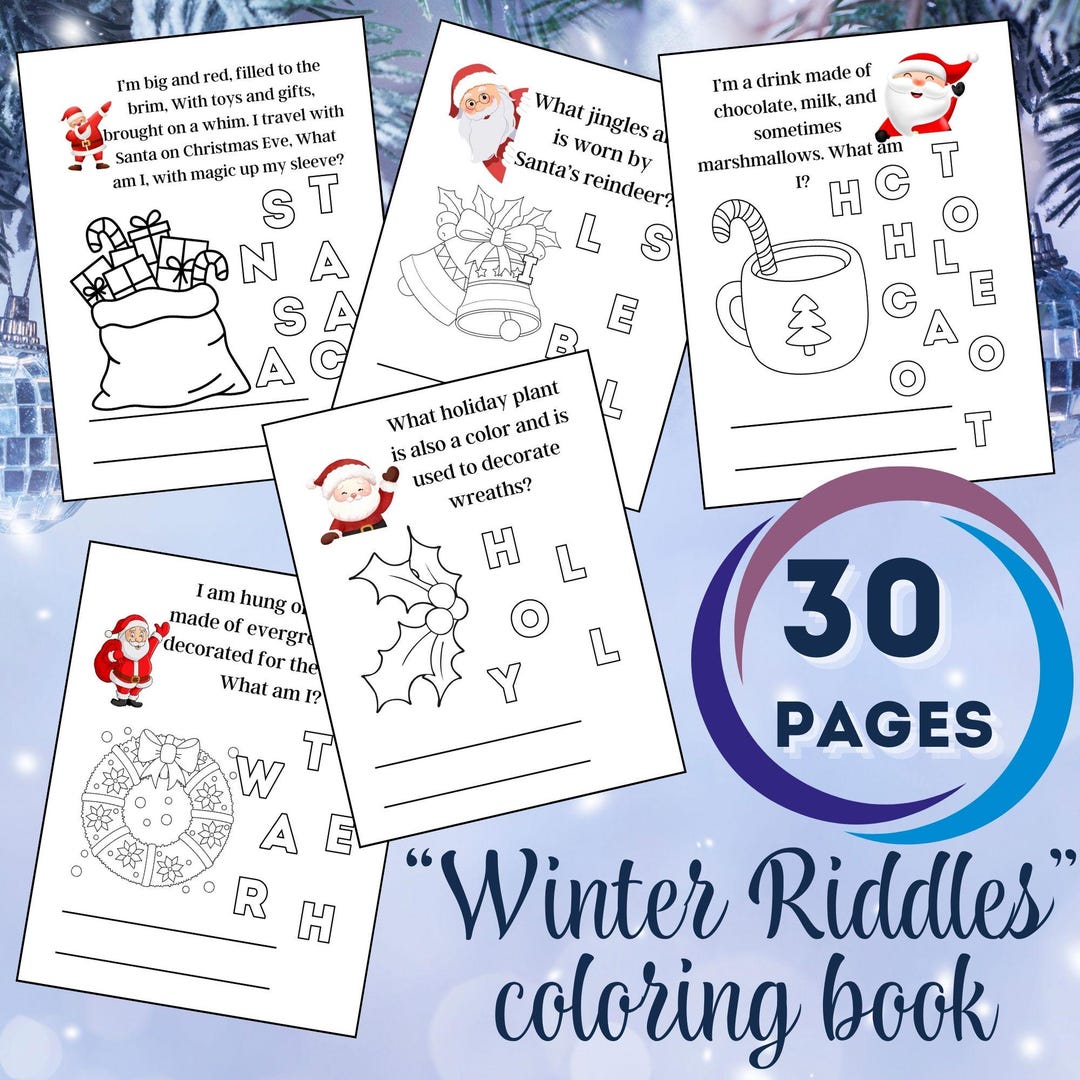 Christmas Riddles Game, Printable Games, Fun Riddle and Letter Book for ...