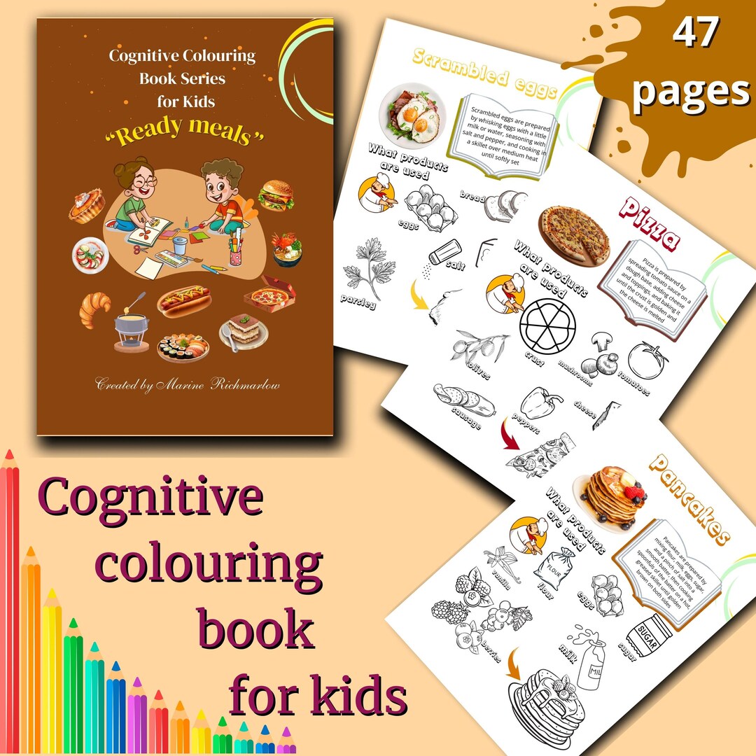 Cognitive Coloring Book for Kids, Ready Meals Theme (PDF Pattern) - Etsy