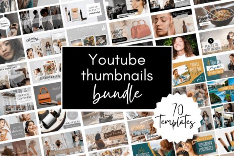 Youtube 70 Canva Editable Thumbnails Bundle|customizable Video Thumbnails | Eye-catching Youtube ...