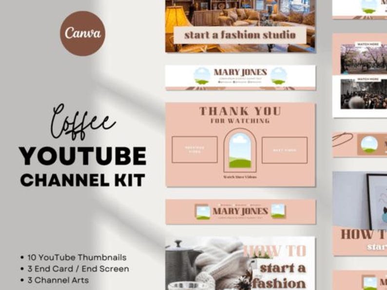 Youtube 70 Canva Editable Thumbnails Bundle|customizable Video ...