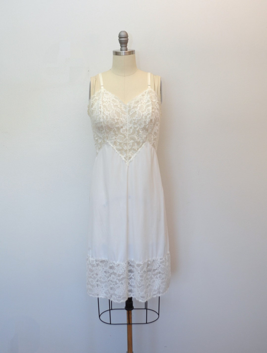 Vintage Full Slip White With Full Lace Top Size Small - Etsy