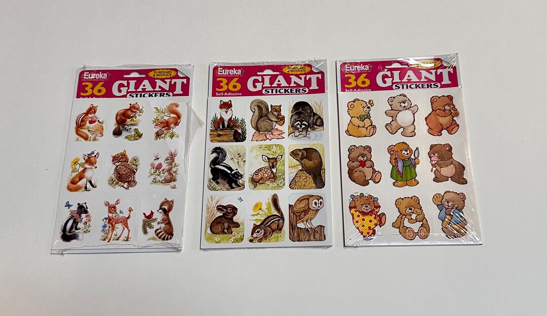 Vintage EUREKA Giant Stickers 3 Packs of 36 Stickers New in Package ...