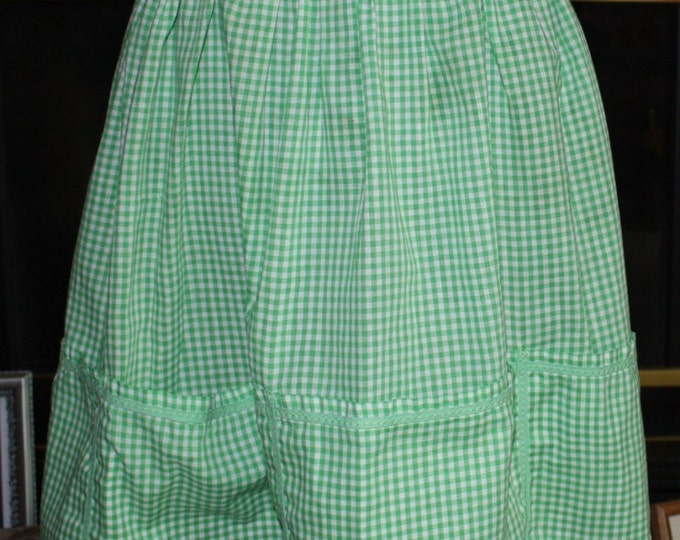 Vintage Green and White Gingham Half Apron With Pockets - Etsy