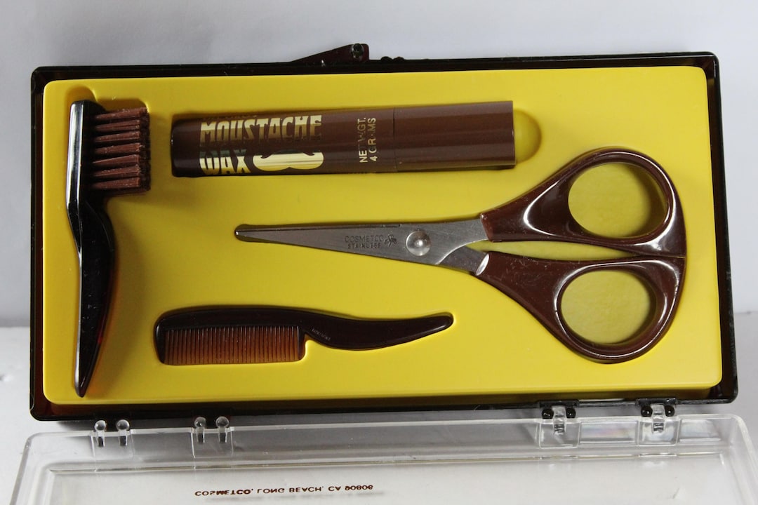 Vintage Cosmetco "moustache Care" Kit With Scissors, Comb, Brush and ...