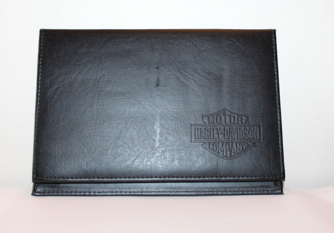 Vintage Harley Davidson Padfolio Black Leather Portfolio Business Style ...