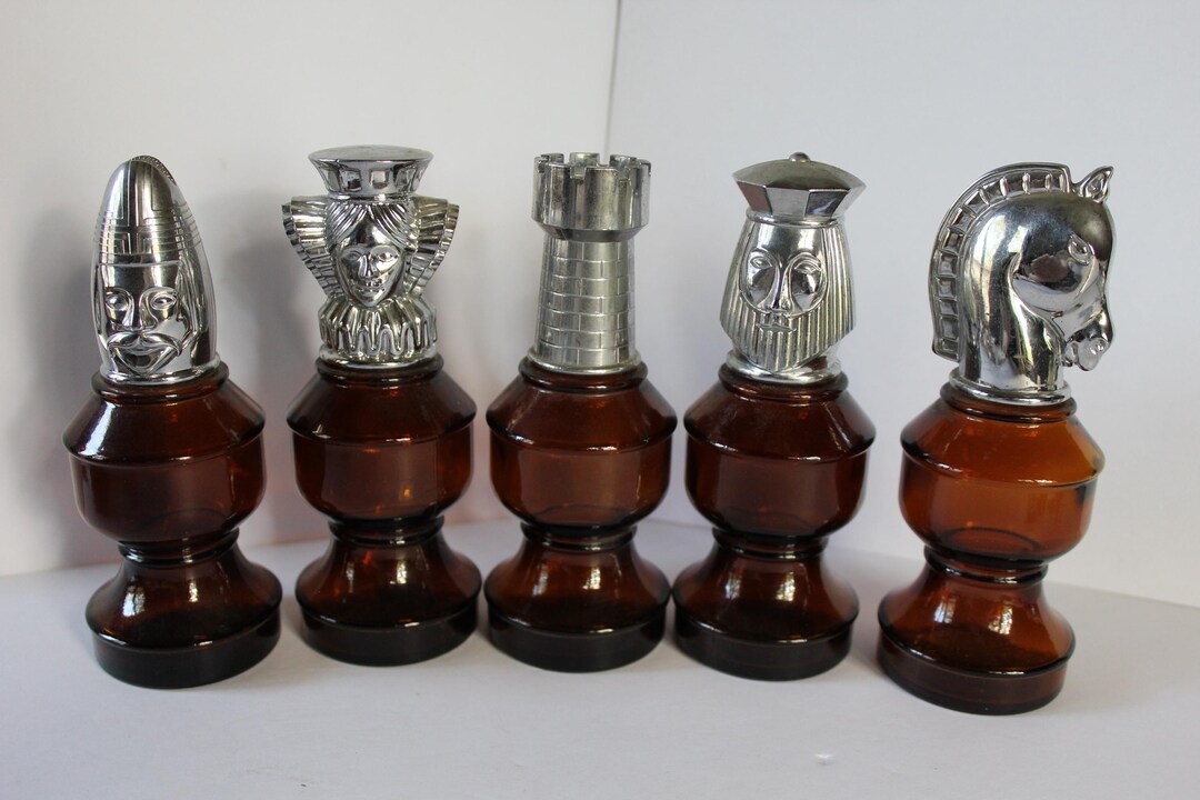 Vintage Avon Bottle Lot Chess Pieces Set of Five Including Pawn or ...