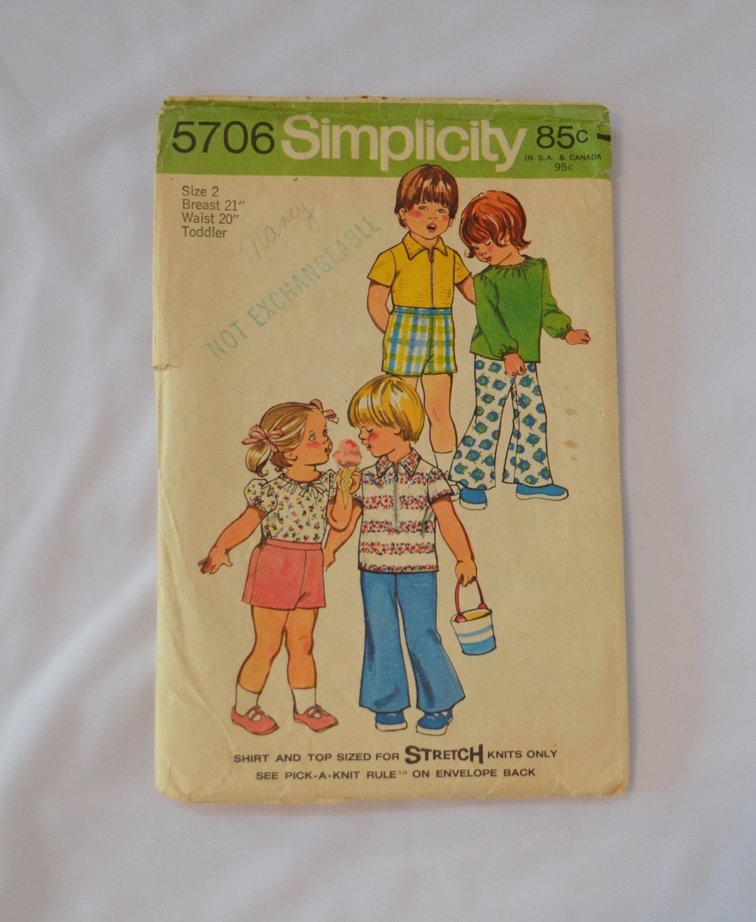 Vintage Sewing Pattern Simplicity 5706 Toddler Shirt, Shorts, and Bell ...