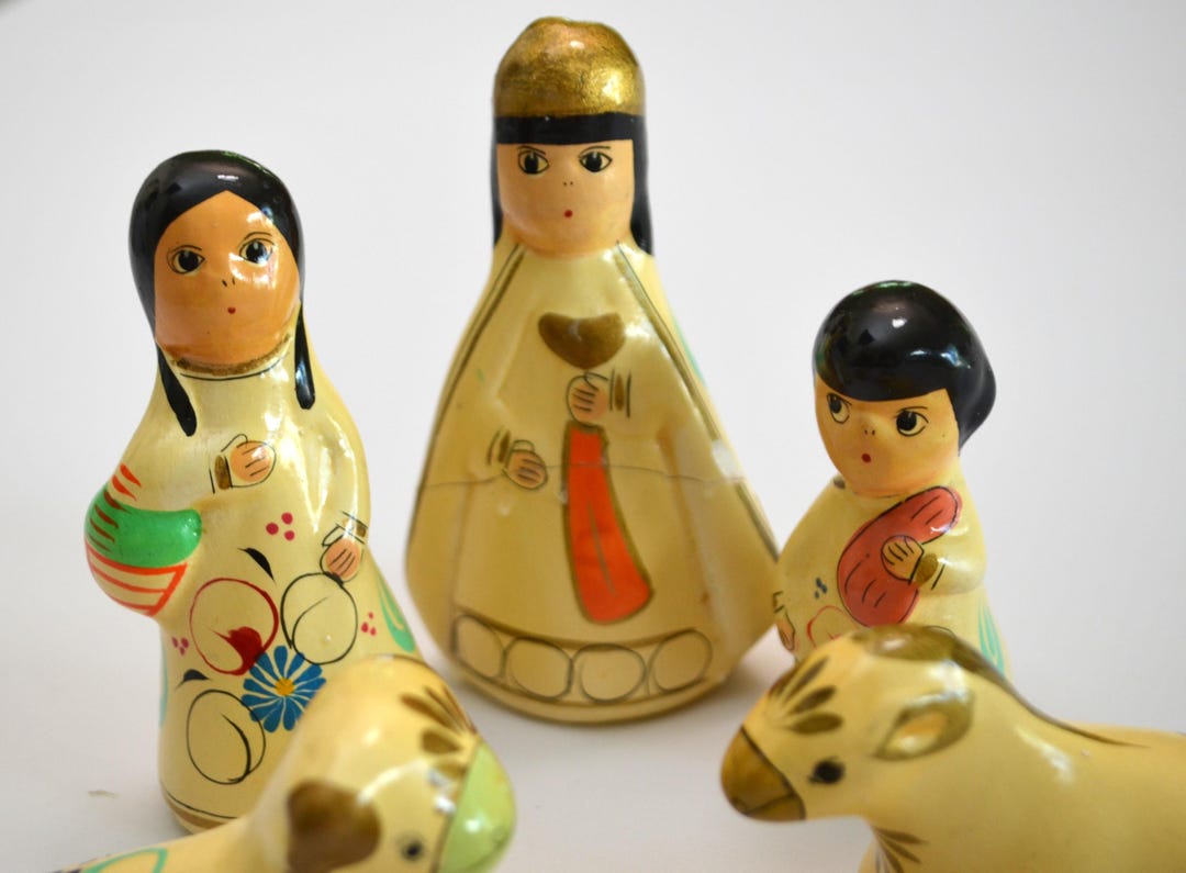 Vintage Folk Art Nativity Scene Ceramic Clay Pottery Christmas Nativity ...
