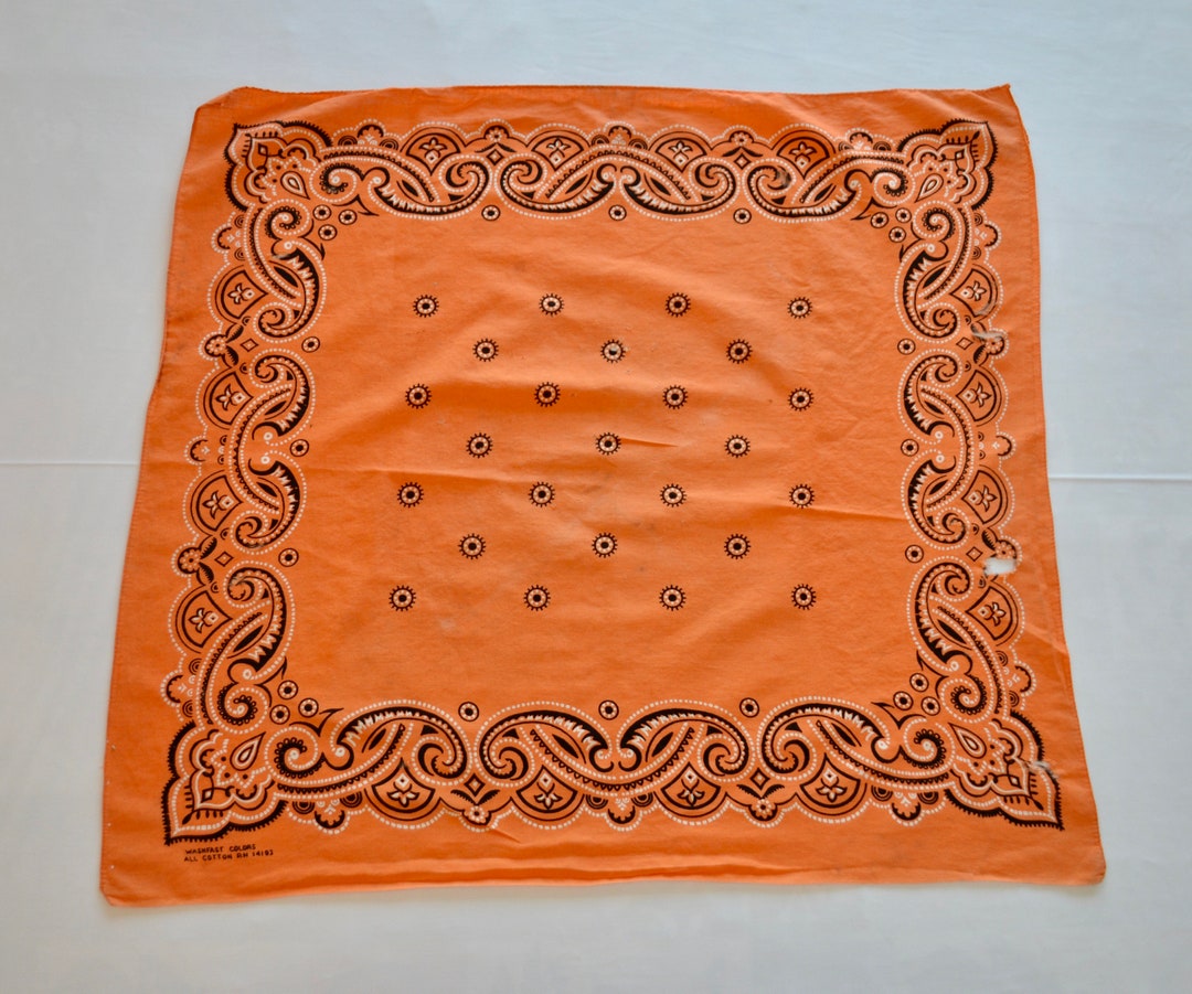 Vintage ORANGE All Cotton BANDANA Washfast Colors Rn 14193 Usa - Etsy