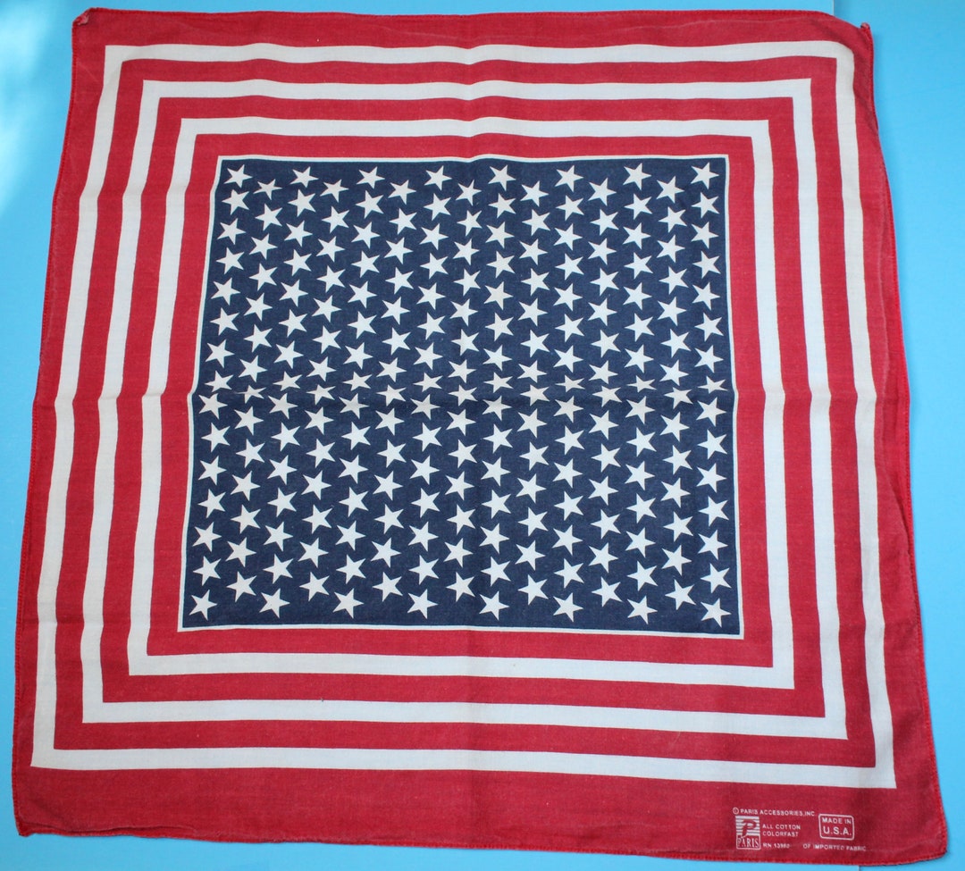 On Sale Vintage AMERICAN Flag Bandana Made in USA RN 13960 All Cotton ...