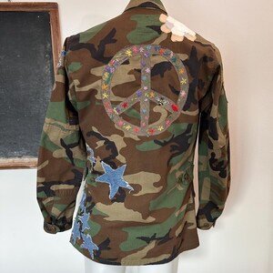 Vintage Upcycled Military Jacket “war and Peace” With Hand Embroidered ...