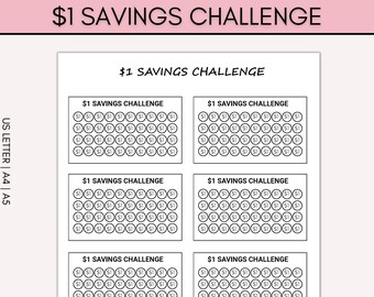 Low Income Savings Challenge, Dollar Bill Money Saving Printable, Cash ...