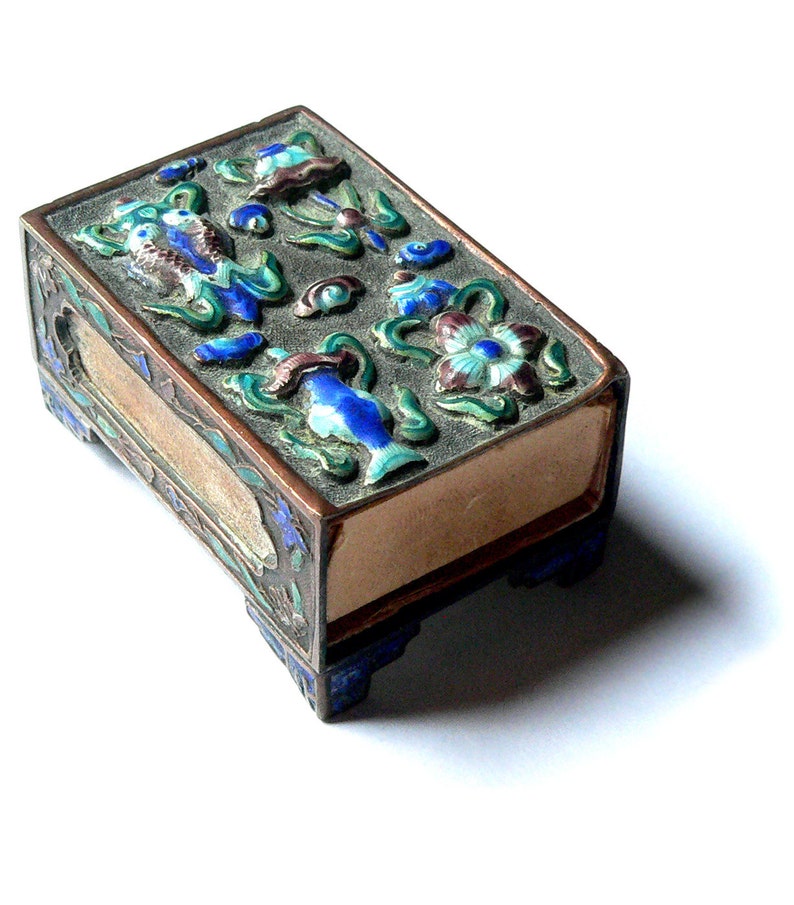 Chinese Enamel Match Safe, Antique Match Holder, Early 1900s Antique ...