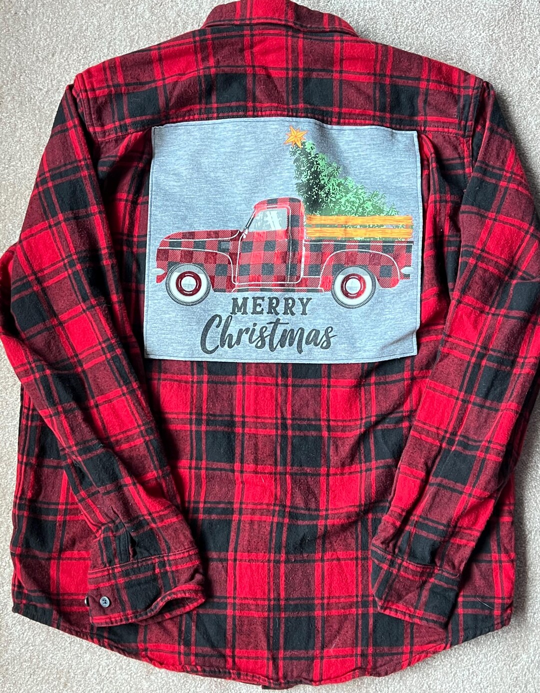 Merry Christmas Custom Flannel Size Medium - Etsy