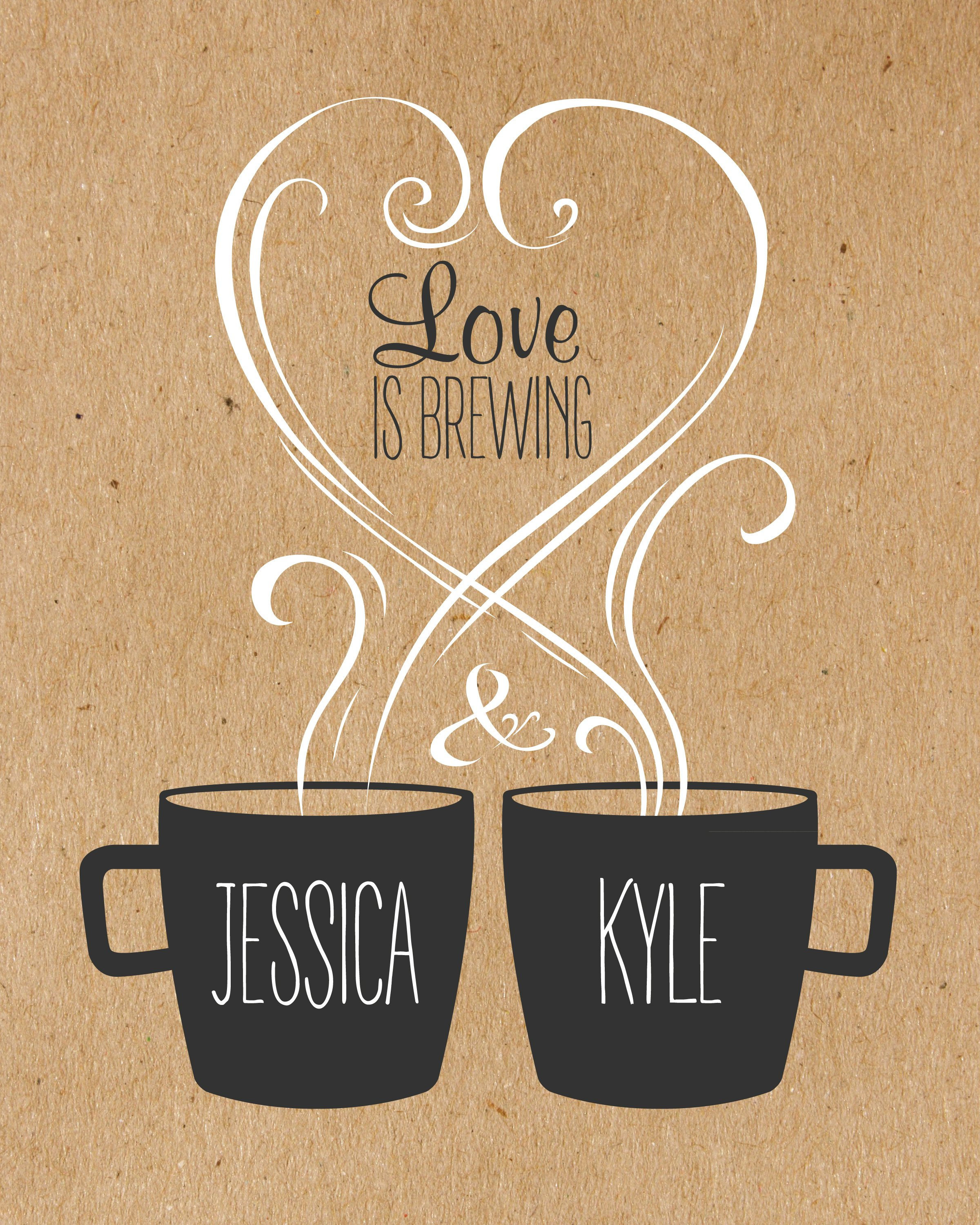 Printable Love is Brewing Coffee Bar Sign Personalized Coffee Mugs or ...