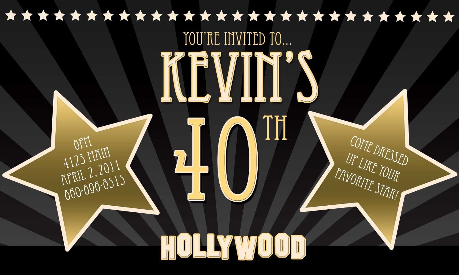Custom Personalized Hollywood Theme Birthday Party Invitation Digital ...