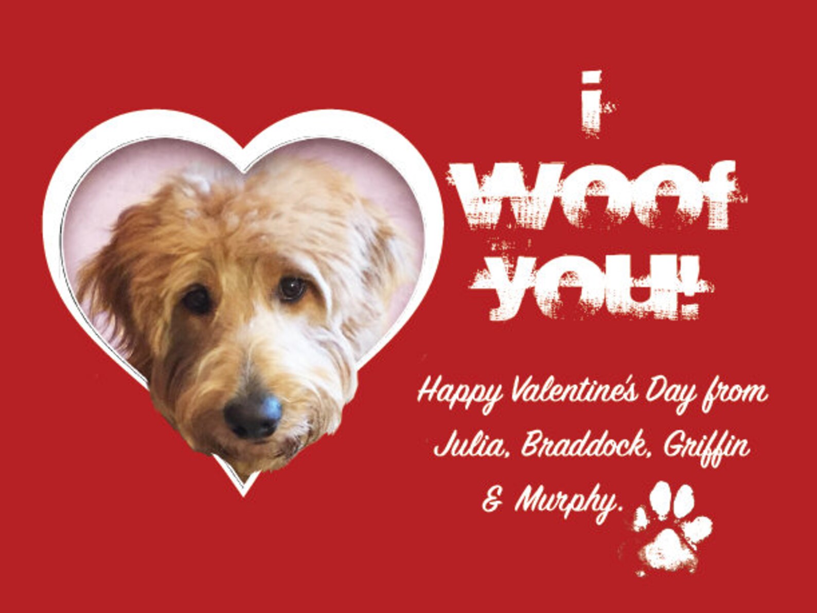 CUSTOM PET Dog Cat Valentine Card I Woof You You and Meow Pugs and ...