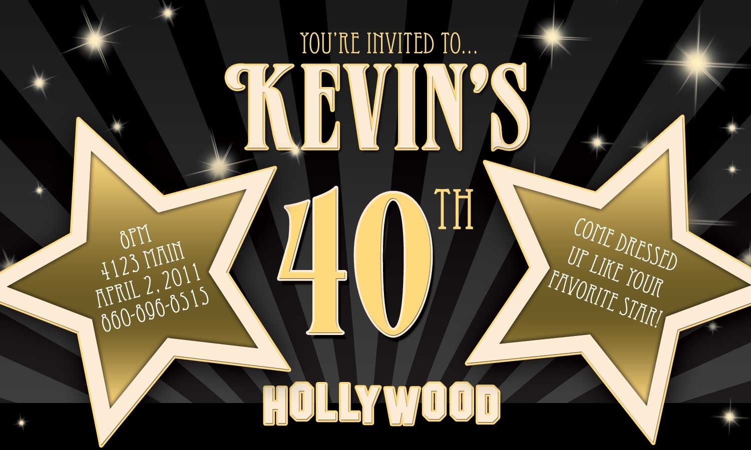 Custom Personalized Hollywood Theme Birthday Party Invitation Digital ...