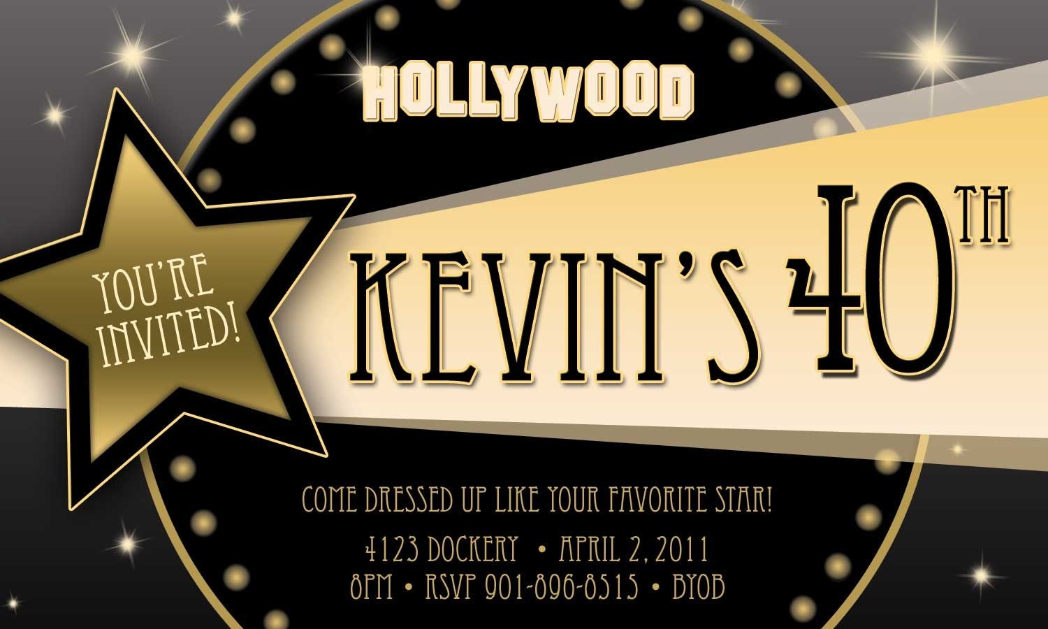 Custom Personalized Hollywood Theme Birthday Party Invitation - Digital ...