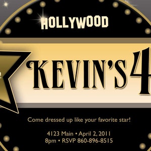 Custom Personalized Hollywood Theme Birthday Party Invitation - Digital ...